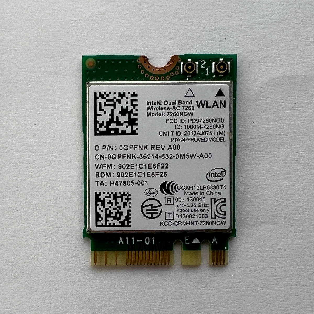 LOT OF 5 Intel Dual Band Wireless-AC 7260 7260NGW Bluetooth PCIe Dell ...