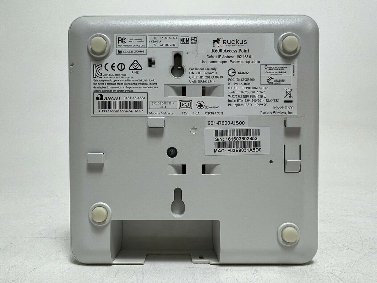 Ruckus ZoneFlex R600 Dual Band Wireless Access Point 901-R600-US00 - 1 ...