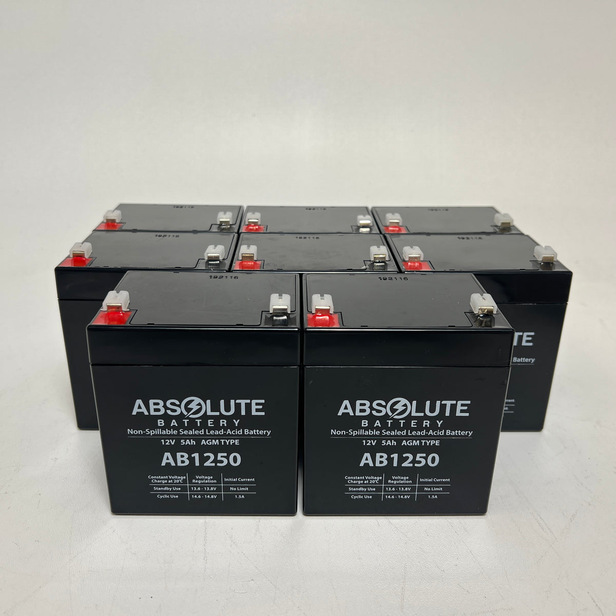 8 PACK LOT NEW AB1250 12V 5AH UPS Battery Replaces Vision CP1250, CP 1 ...