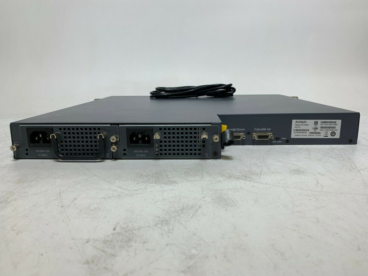 Avaya 4850GTS-PWR+ 48-Port Managed Layer 3 Gigabit Switch POE+ 1U 10Gb ...