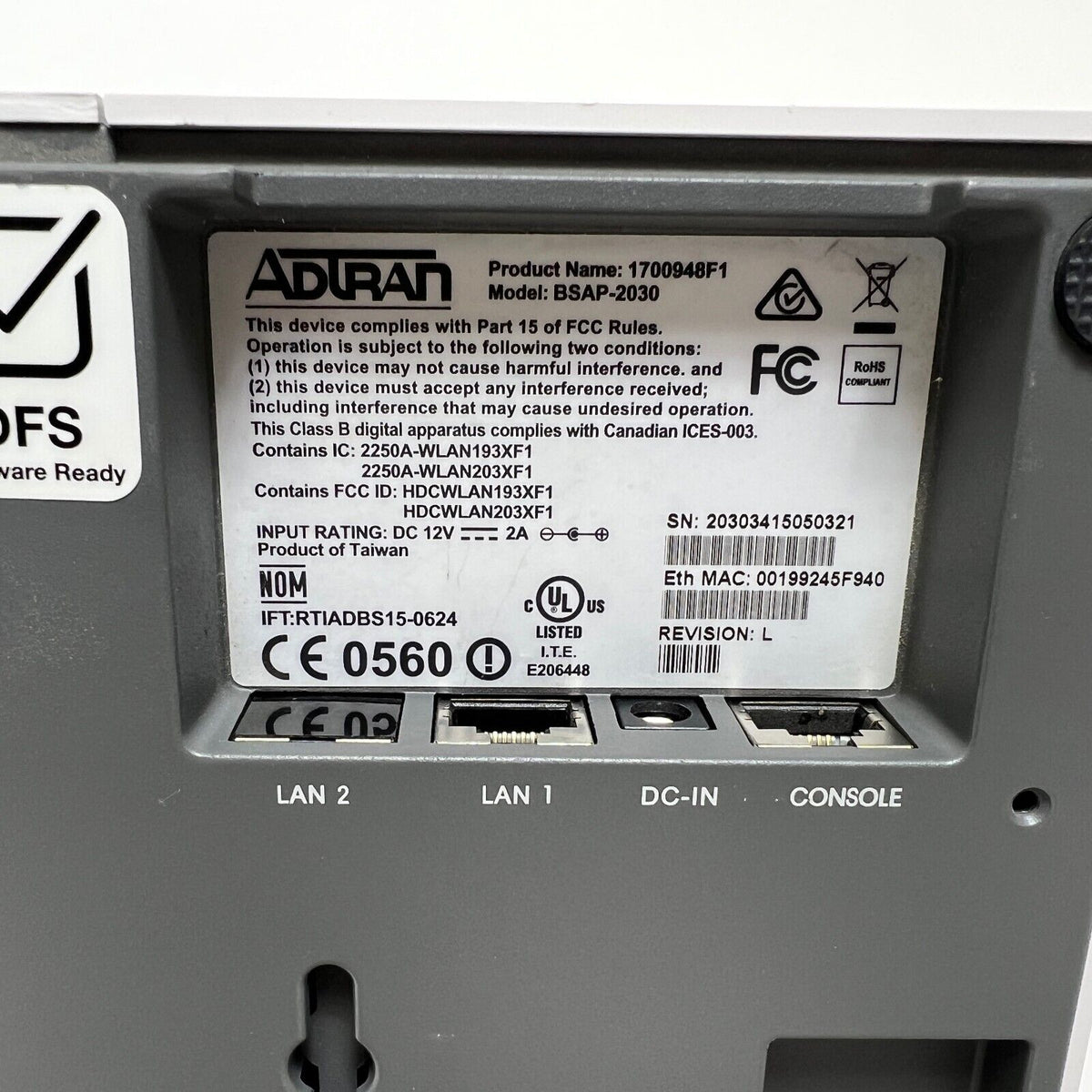 Adtran Bluesocket 2030 802.11ac (3x3:3) Indoor AP – Dynamic Computer ...